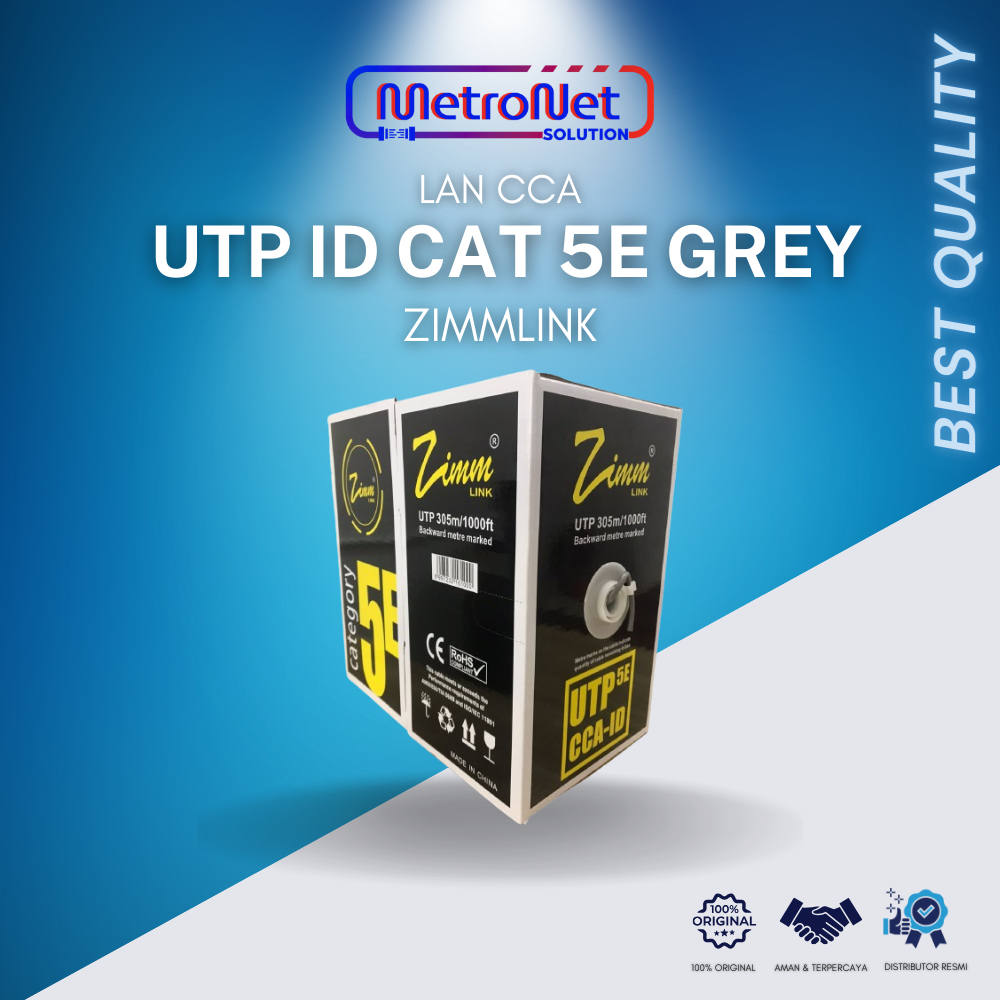 Jual LAN CCA UTP ID CAT 5E GREY ZIMMLINK 305M | Shopee Indonesia