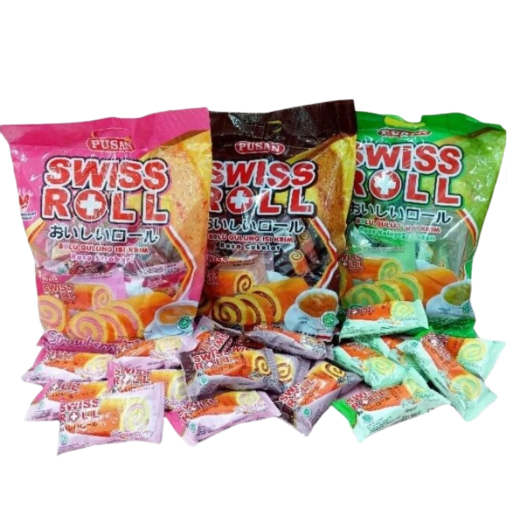 Jual Pusan Swiss Roll Bolu Gulung isi krim 20 pcs 360gr | Shopee Indonesia