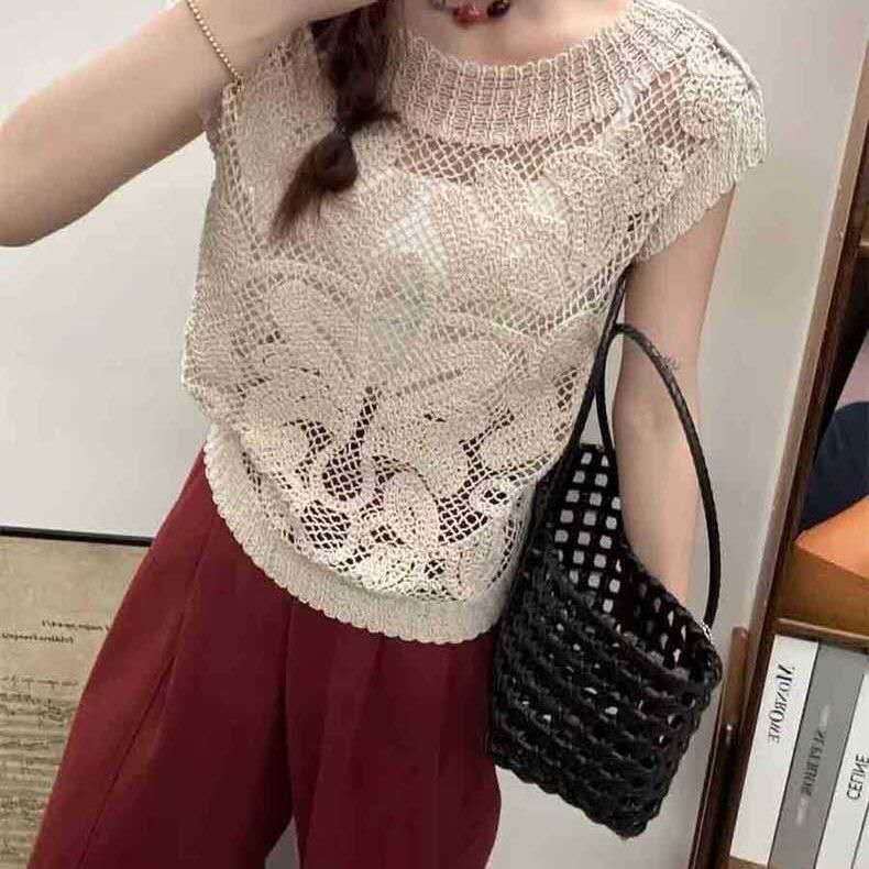 Jual Rompi Vest Rajut Motif Bunga2 Pantai Korea Style | Shopee Indonesia