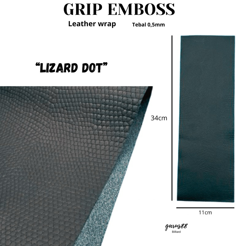 Jual GRIP STIK BILLIARD EMBOSS LEATHER WRAP MOTIF LIZARD DOT 34x11cm ...