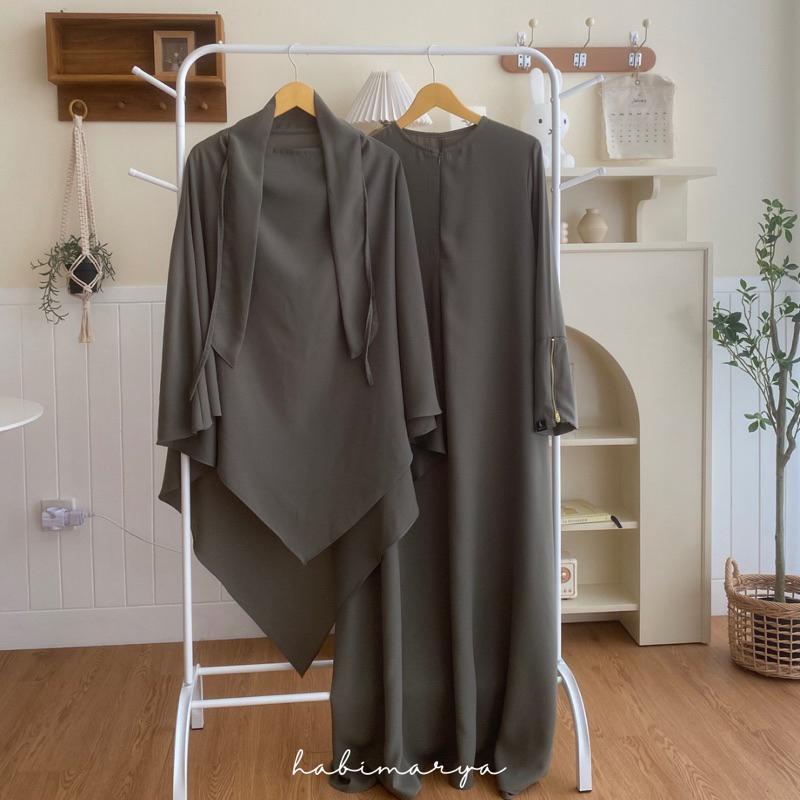 Jual Mecca Set Gamis dan French Khimar Syar’i Dress Syar’i Ramadhan Kajian Lebaran By Habimarya ...