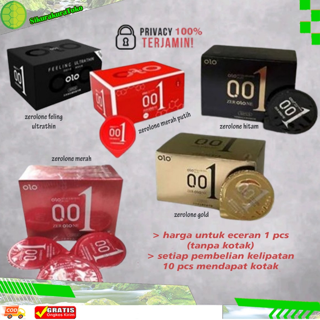 Jual (SKR) Condom ZEROLONE Kondom OLO VE Super Tipis Ultra Thin 0.01 Emas Merah Hitam Dotted ...