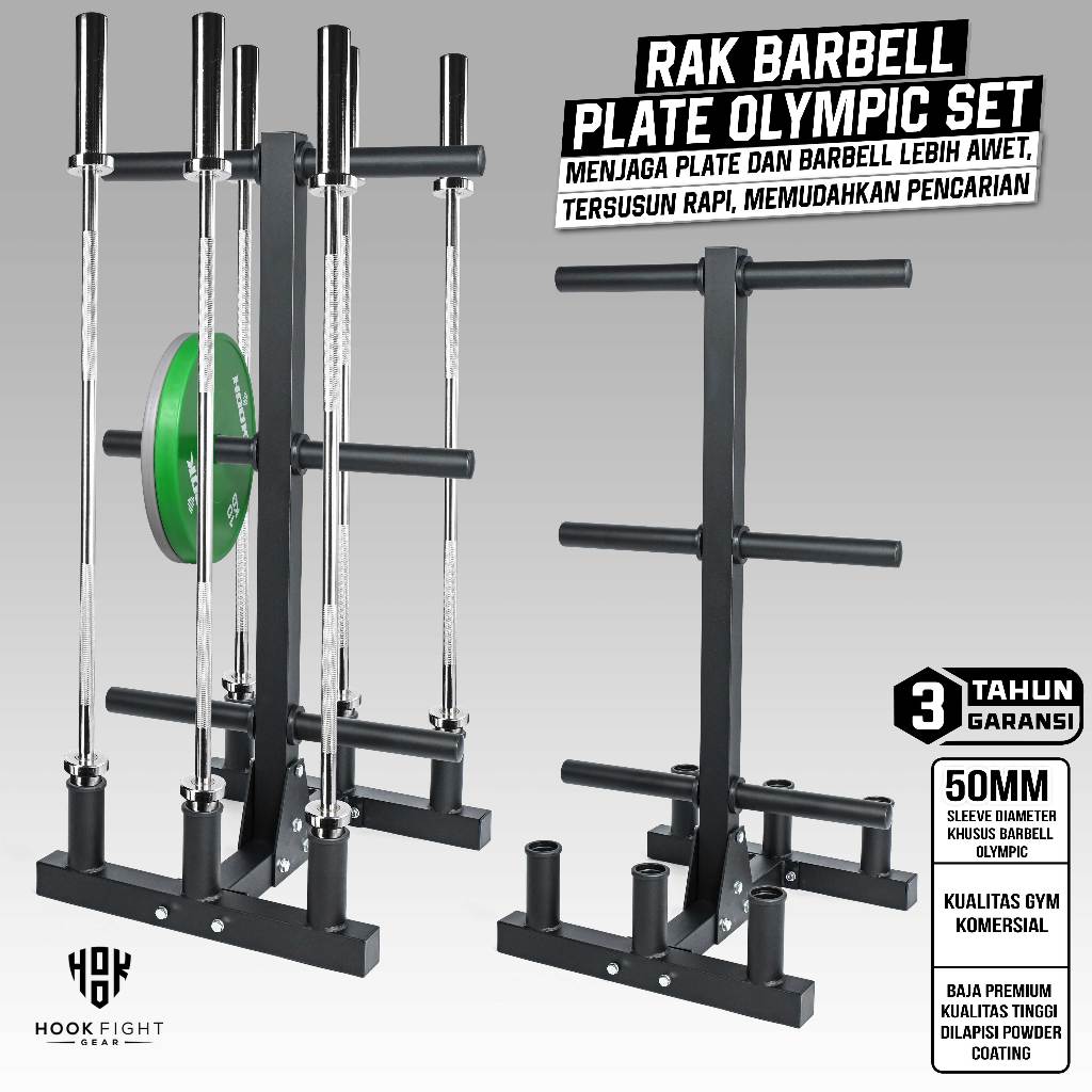 Jual Rak Plate Barbell Olympic 6 Holder Hook Rak Besi Plate Barbell ...