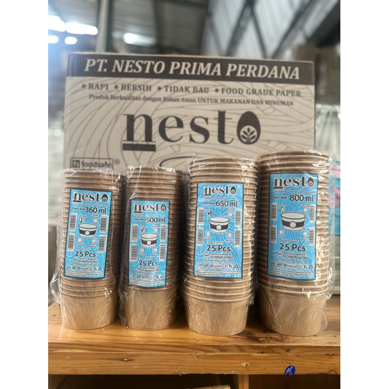 Jual Paper Bowl Kraft merk NESTO cocok untuk smua jenis makanan Tahan ...