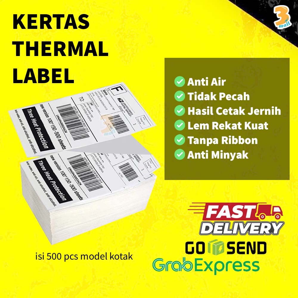 Jual Label stiker Thermal 100x150mm Waterproof/Sticker Label Continuous/Label Kertas Isi 500pcs ...