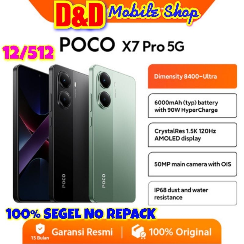 Jual XIAOMI POCO X7 PRO 5G | DIMENSITY 8400 ULTRA | 6000 MAH 90 WATT ...