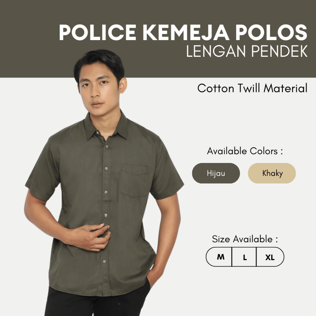Jual POLICE Kemeja Polos Cotton Twill Regular Fit Pria | Shopee Indonesia