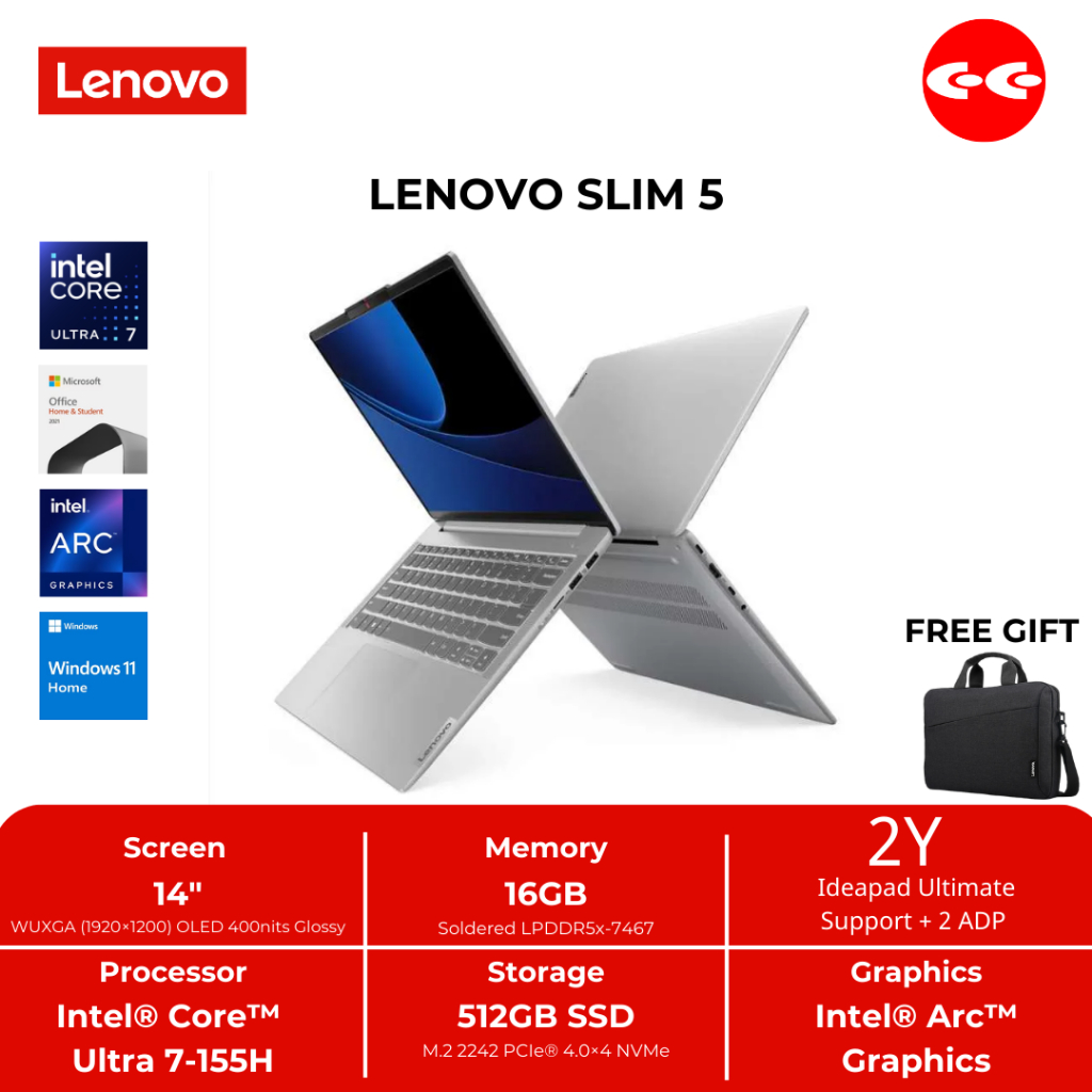 Jual LENOVO IDEAPAD SLIM 5 14IMH9 INTEL ULTRA 7-155H RAM 16GB SSD 512GB ...