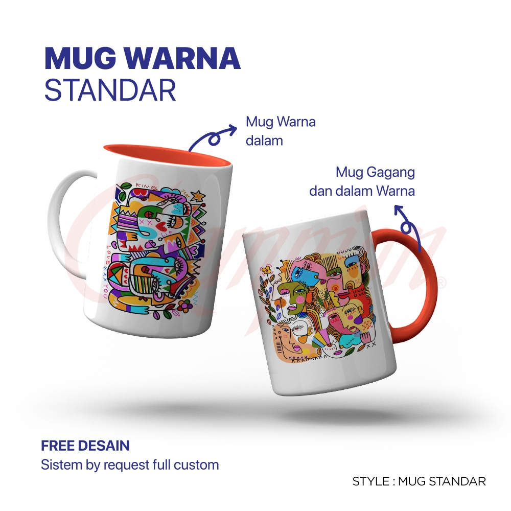 Jual Cetak Mug Warna Desain Custom/Gelas Keramik Print Hadiah Souvenir ...