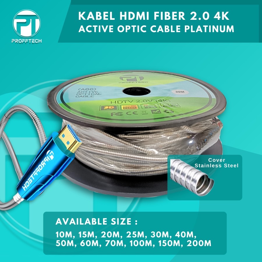 Jual Profftech HDMI Fiber Optic (FO) Lapis Besi 10m 15m 20m 25m 30m 40m 50m | Shopee Indonesia