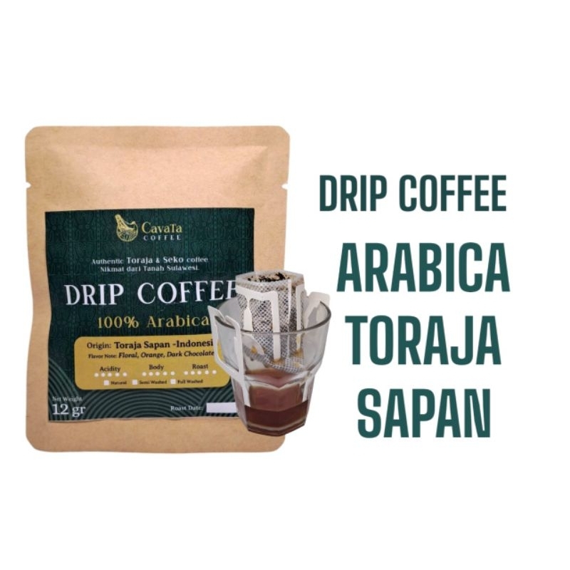 Jual CavaTa Coffee Drip Bag isi 5pcs (Arabica 100% kopi Toraja Sapan ...