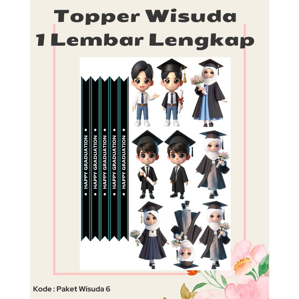 Jual TOPPER WISUDA LENGKAP 1 LEMBAR // Perlengkapan Buket Wisuda ...