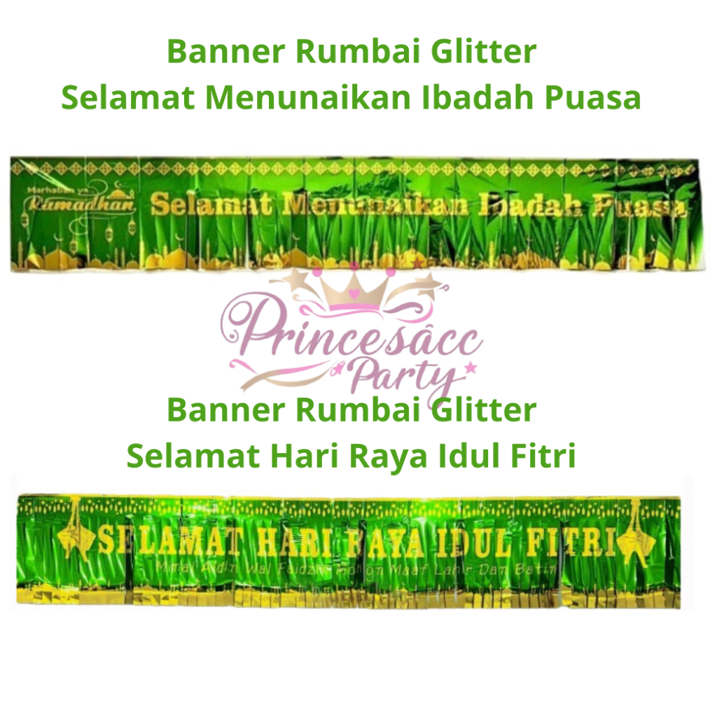Jual Banner Rumbai Glitter Tulisan Selamat Hari Raya Idul Fitri ...