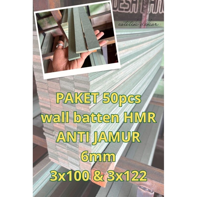 Jual paket 50pcs wall batten HMR 6mm super tebal lebar 3cm x 100cm ...