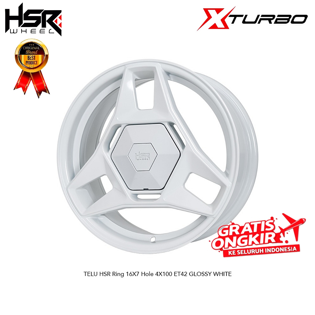 Jual Velg Mobil Racing HSR TELU R16 PCD 4X100 Warna Putih Buat Yaris Jazz Corolla Vios Brio Agya ...