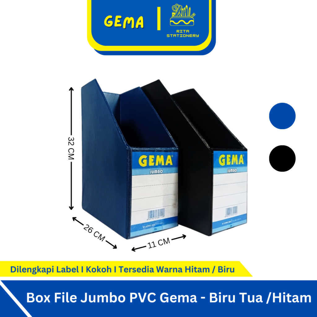 Jual Gema Box File Jumbo PVC Biru Tua / Hitam - Satuan | Shopee Indonesia