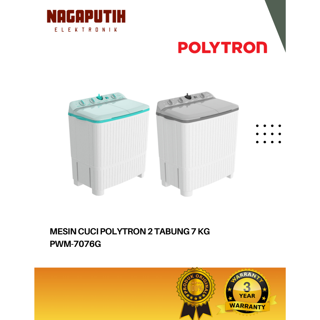 Jual Polytron Mesin Cuci 2 Tabung 7 Kg PWM-7076Y Garansi | Shopee Indonesia