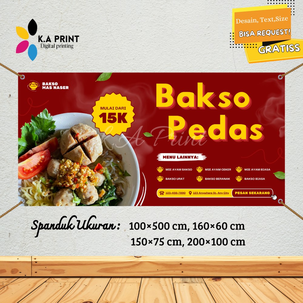 Jual Cetak Spanduk Banner Jualan Baso Pedas Mie Ayam Bisa Request ...