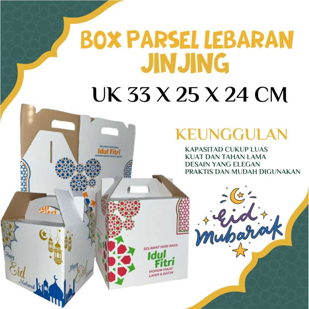 Jual BOX / KARDUS PARSEL LEBARAN JINJING UKURAN 33 X 25 X 24MM TEBAL ...