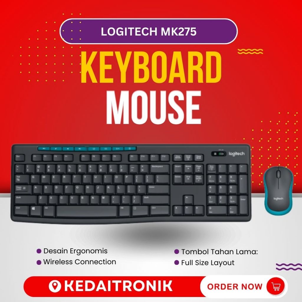 Jual Logitech MK275 Combo Keyboard dan Mouse Wireless Multimedia Keys ...