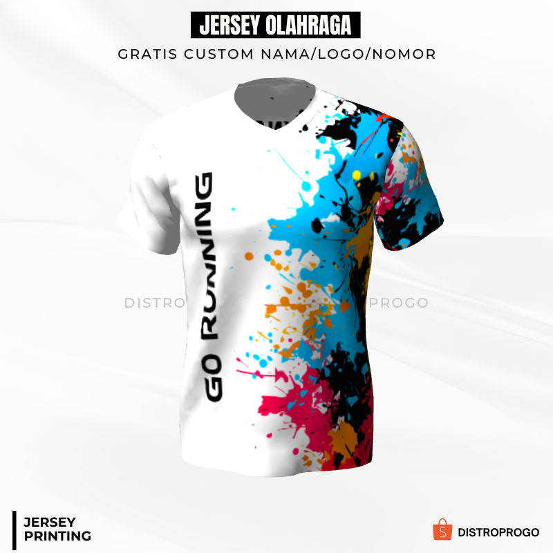 Jual Kaos Jersey Lari Putih Pink Biru Motif Abstrak Brush 213 - Jersey ...