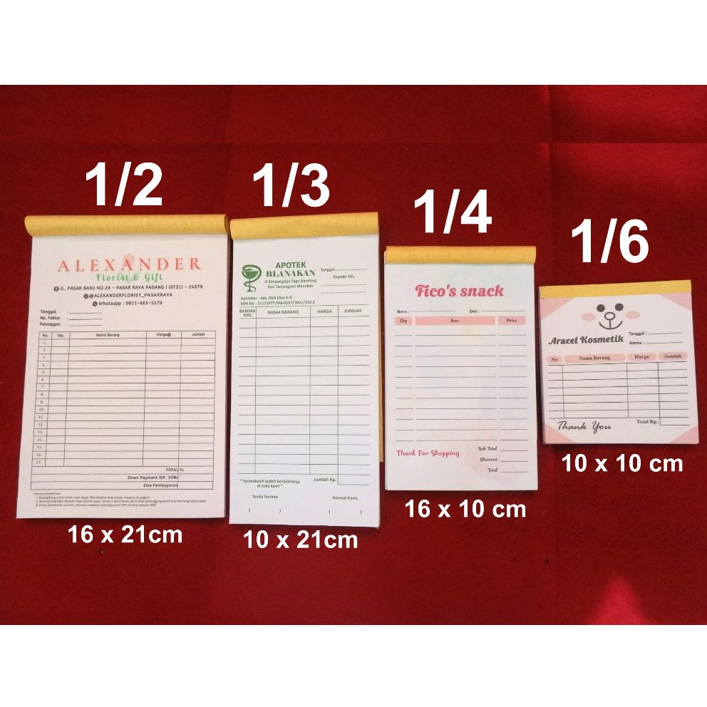 Jual CUSTOM NOTA /JUAL NOTA CUSTOM UKURAN / NOTA KWITANSI / free design ...