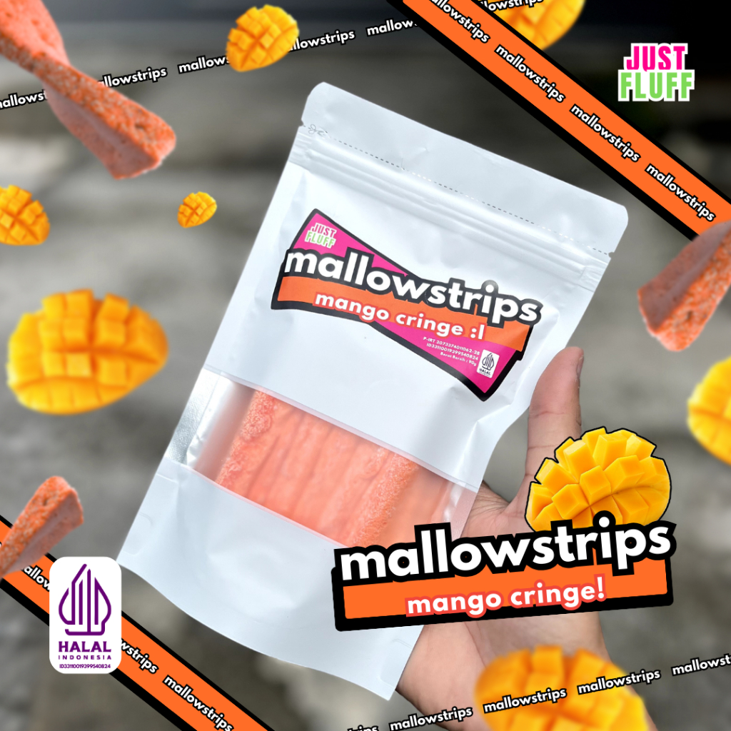 Jual Mallow Strips Mango Cringe JustFluff Marshmallow [HALAL] [1 PACK ...