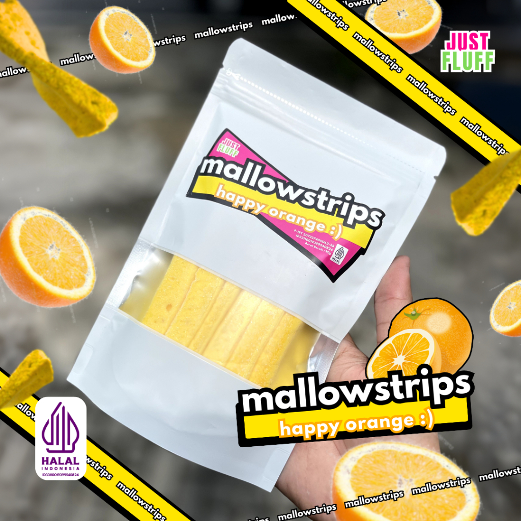 Jual Mallow Strips Happy Orange JustFluff Marshmallow [HALAL] [1 PACK ...