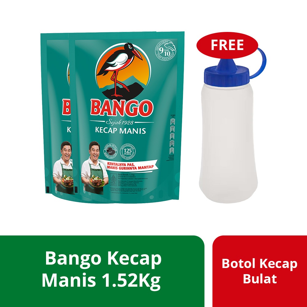 Jual Bango Kecap Manis Pouch 1.5Kg (X2) Free Botol Kecap Bulat | Shopee ...