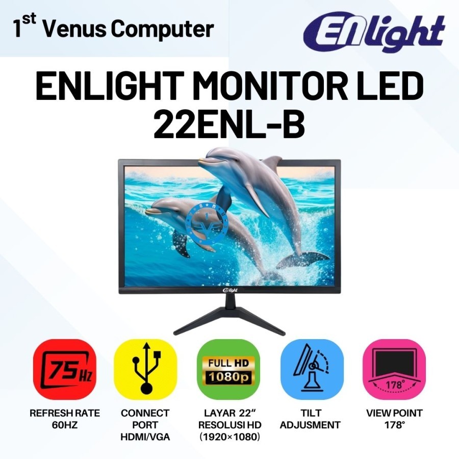 Jual Monitor LED Enlight 22ENL-B 22" 1080p FHD HDMI VGA Frameless ...
