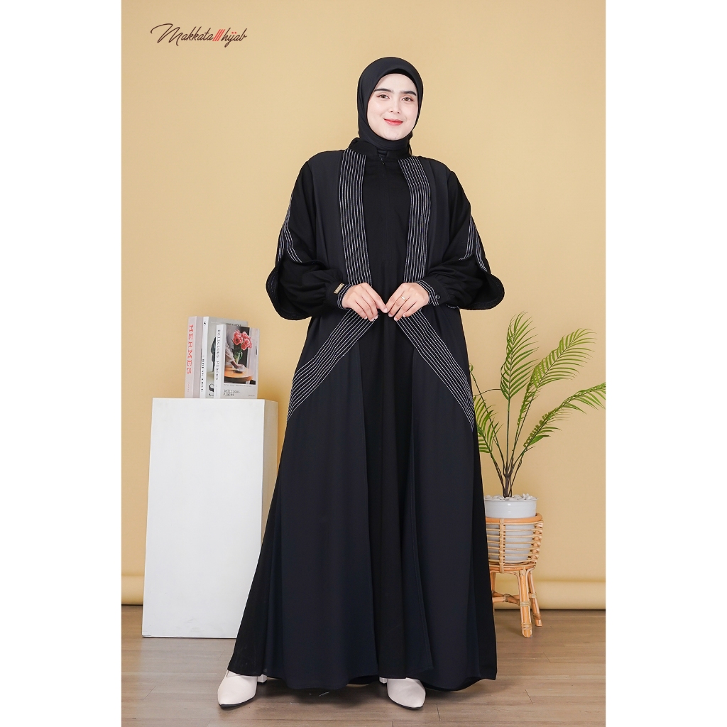 Jual NEW Rayya Dress Gamis Wanita Jetblack Kekinian Premium Elegan ...