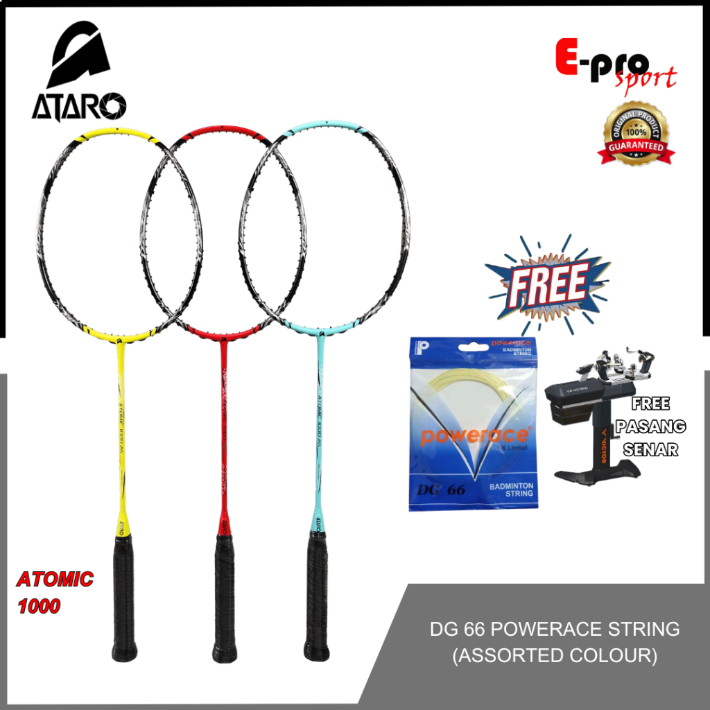 Jual Raket Badminton Ataro Atomic 1000 AT Original Bulutangkis 32LBS 32 ...