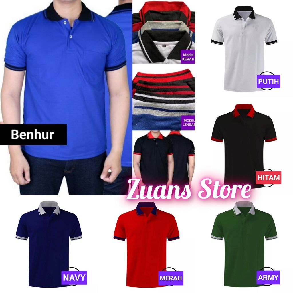 Jual Baju Kaos Polo Kerah Motif Pria Lengan Pendek/Kaos Polos/Kaos Seragam/Kaos Pria/Kaos ...