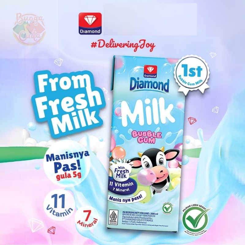 Jual Diamond Milk Susu UHT Bubble Gum 200 ML - Susu Diamond | Shopee ...
