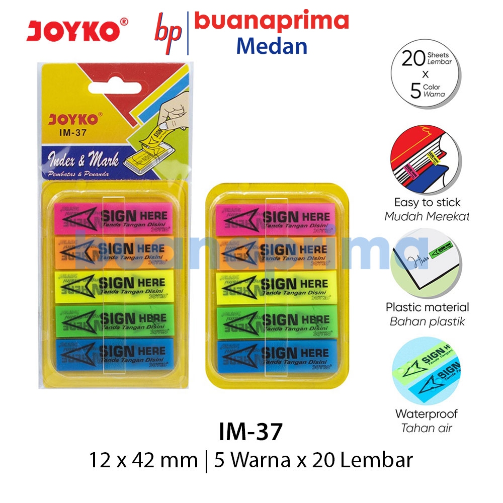 Jual Sticky Notes JOYKO IM-37 PLASTIK Sign Here Index And Mark Penanda ...