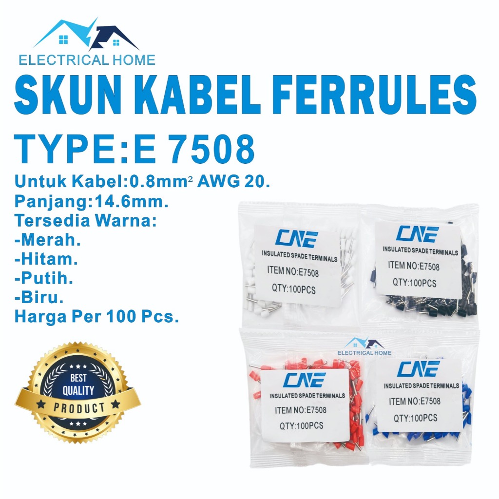 Jual SKUN KABEL FERRULES WARNA E7508 0.75mm. | Shopee Indonesia