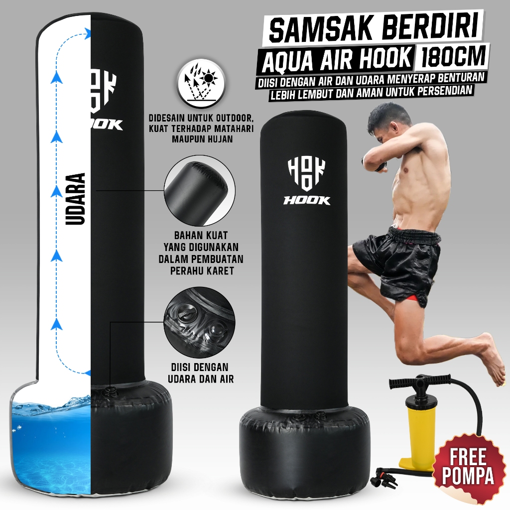 Jual Samsak Berdiri Aqua Air Hook 180cm Sansak Muay Thai Water Punching ...
