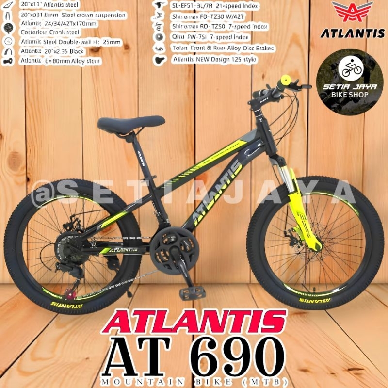 Jual Sepeda Gunung MTB 20 Inch ATLANTIS AT69 Steel 3x7 Speed New ...