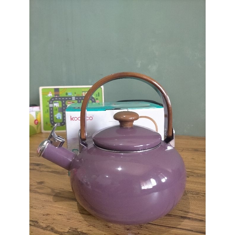 Jual Teko Teapot Kettle Enamel with Wood Handle and Whitsle Belisa ...