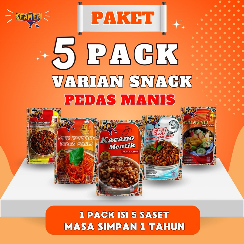 Jual PAKET 5 PACK VARIAN PEDAS MANIS SEAMEN FOOD. | Shopee Indonesia