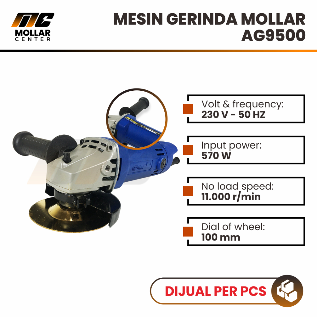 Jual MESIN GRINDA TANGAN 4" AG9500 MOLLAR ANGLE GRINDER MESIN SERKEL 4 ...