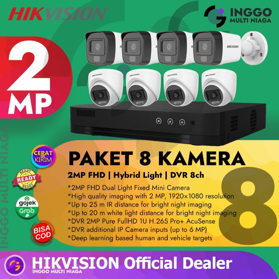 Jual PAKET CCTV COLORVU HIKVISION 2MP 8 KAMERA SMART DUAL LIGHT - BERRY ...