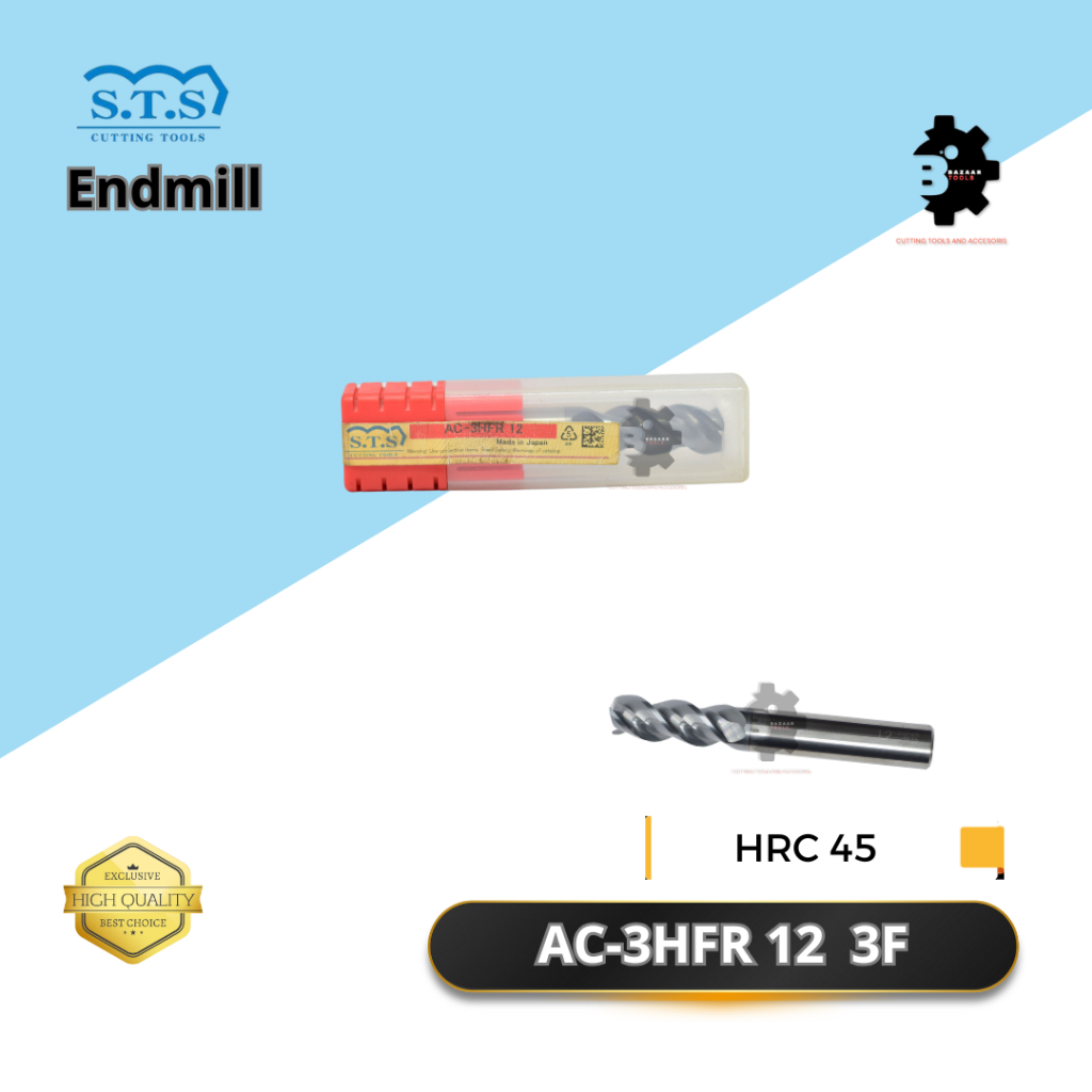 Jual Endmill AC-3HFR 12 -3F HRC45 Merk STS- Alat Pemotong - Original ...