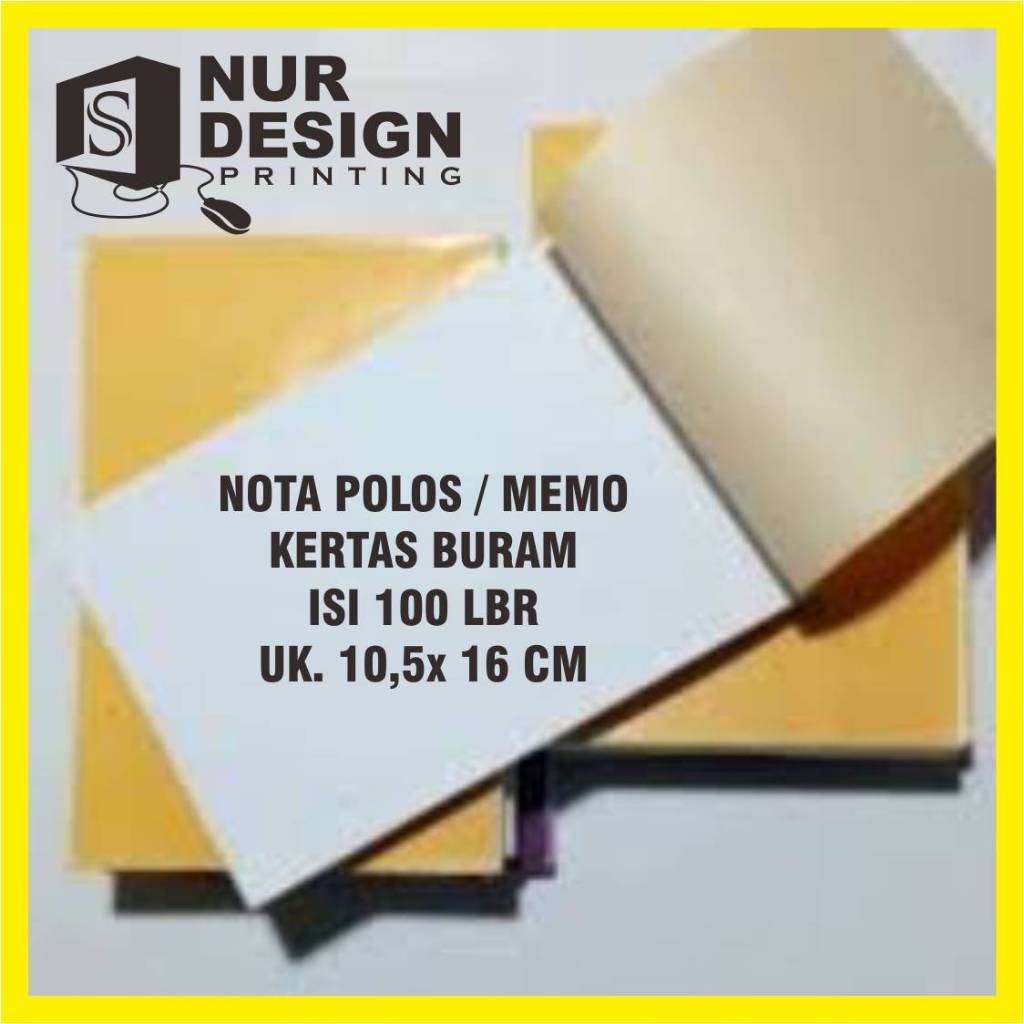 Jual (5 BUKU) NOTA POLOS / MEMO SHEET KERTAS BURAM // ISI 100 LBR // UK ...