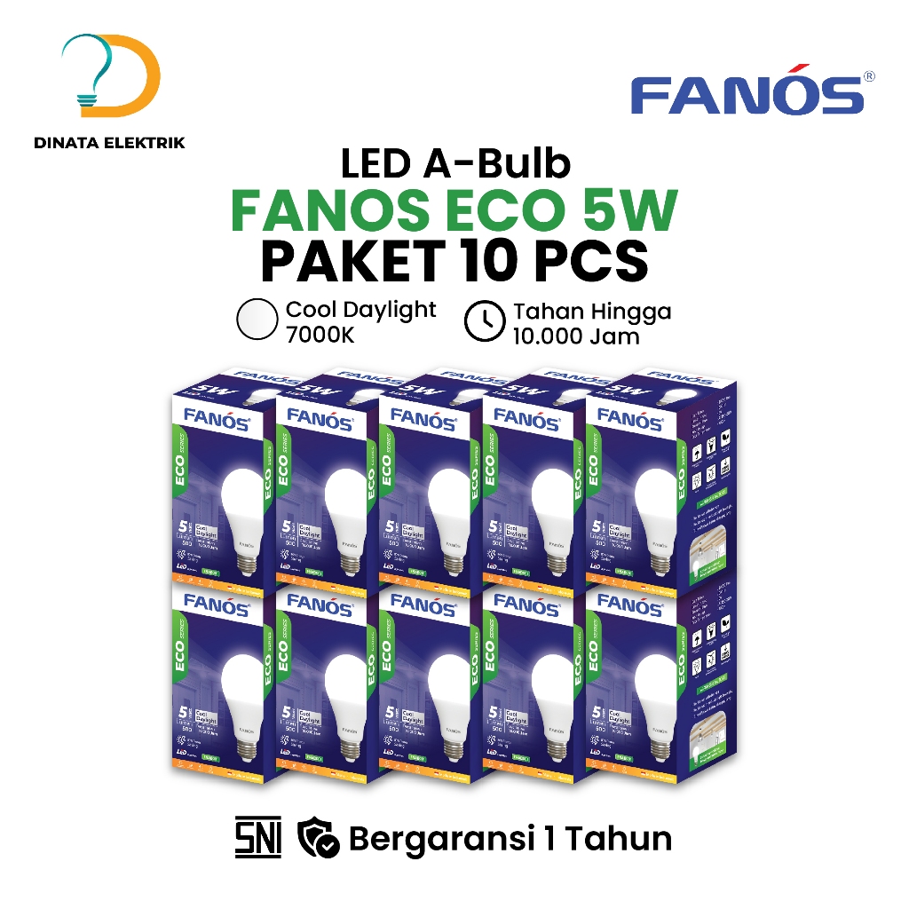 Jual LAMPU BOHLAM LED FANOS ECO 5W CAHAYA PUTIH PAKET 10 PCS GARANSI 1 TAHUN | Shopee Indonesia