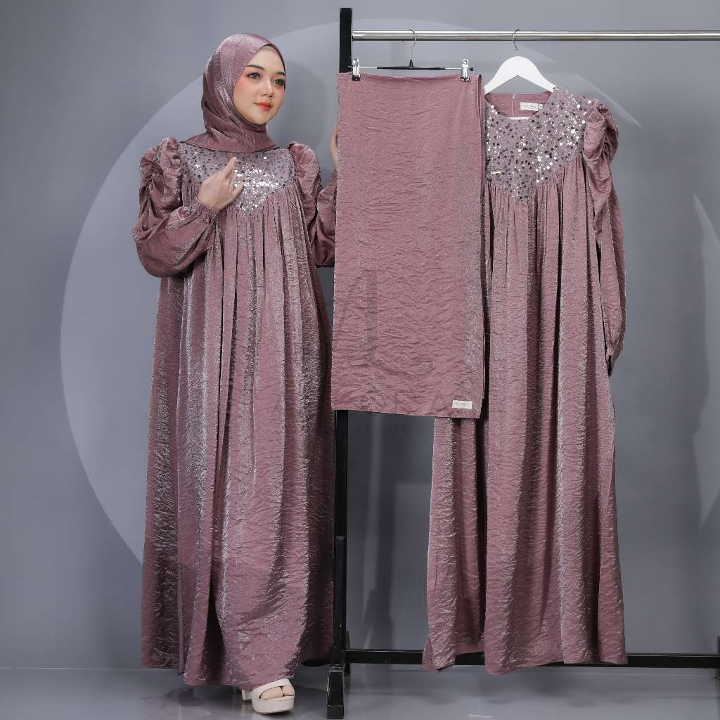 Jual ALLORA Nova Set Hijab Dress Gamis Premium Halus Set Hijab ...