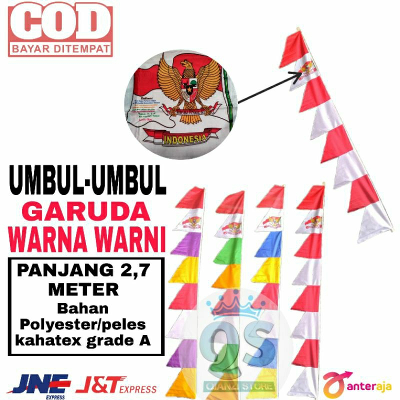 Jual BENDERA UMBUL UMBUL MERAH PUTIH SABLON GARUDA & POLOS UKURAN FULL 2,7 METER | Shopee Indonesia