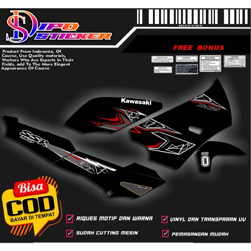 Jual sticker striping ninja KRR ssr custom transparan UV (bisa riquest ...