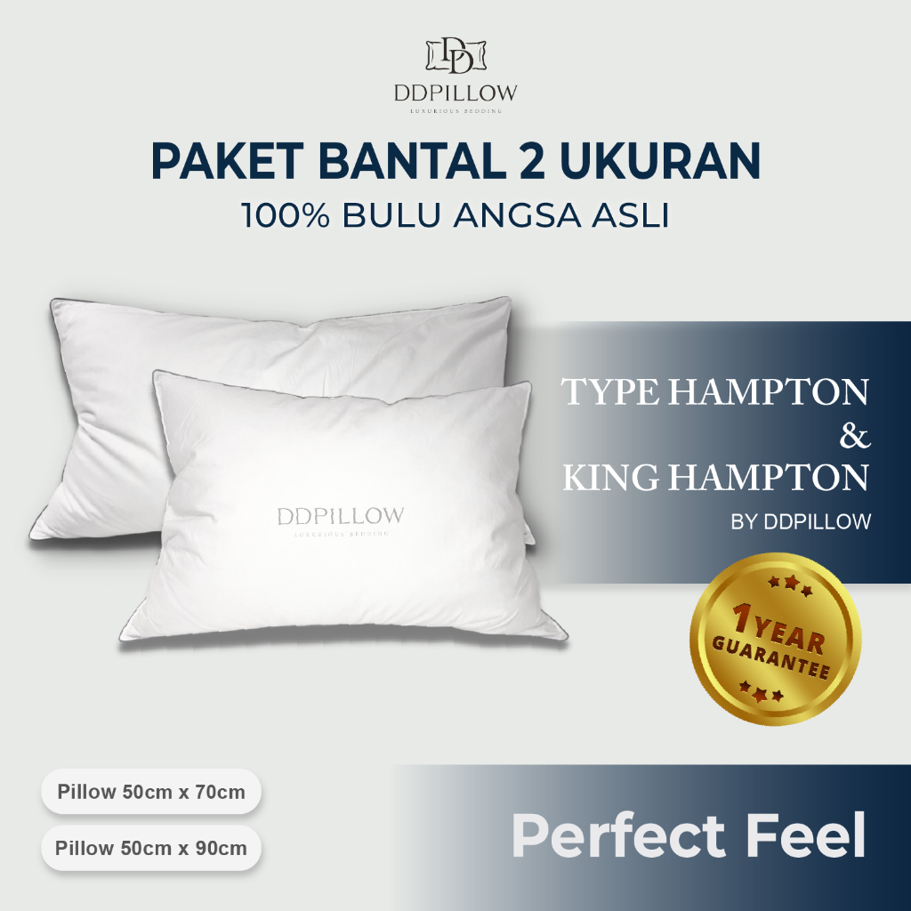 Jual DDPillow Set 2 Bantal Tidur Hotel Bulu Angsa Asli Type Hampton + King Hampton (Perfect Feel ...