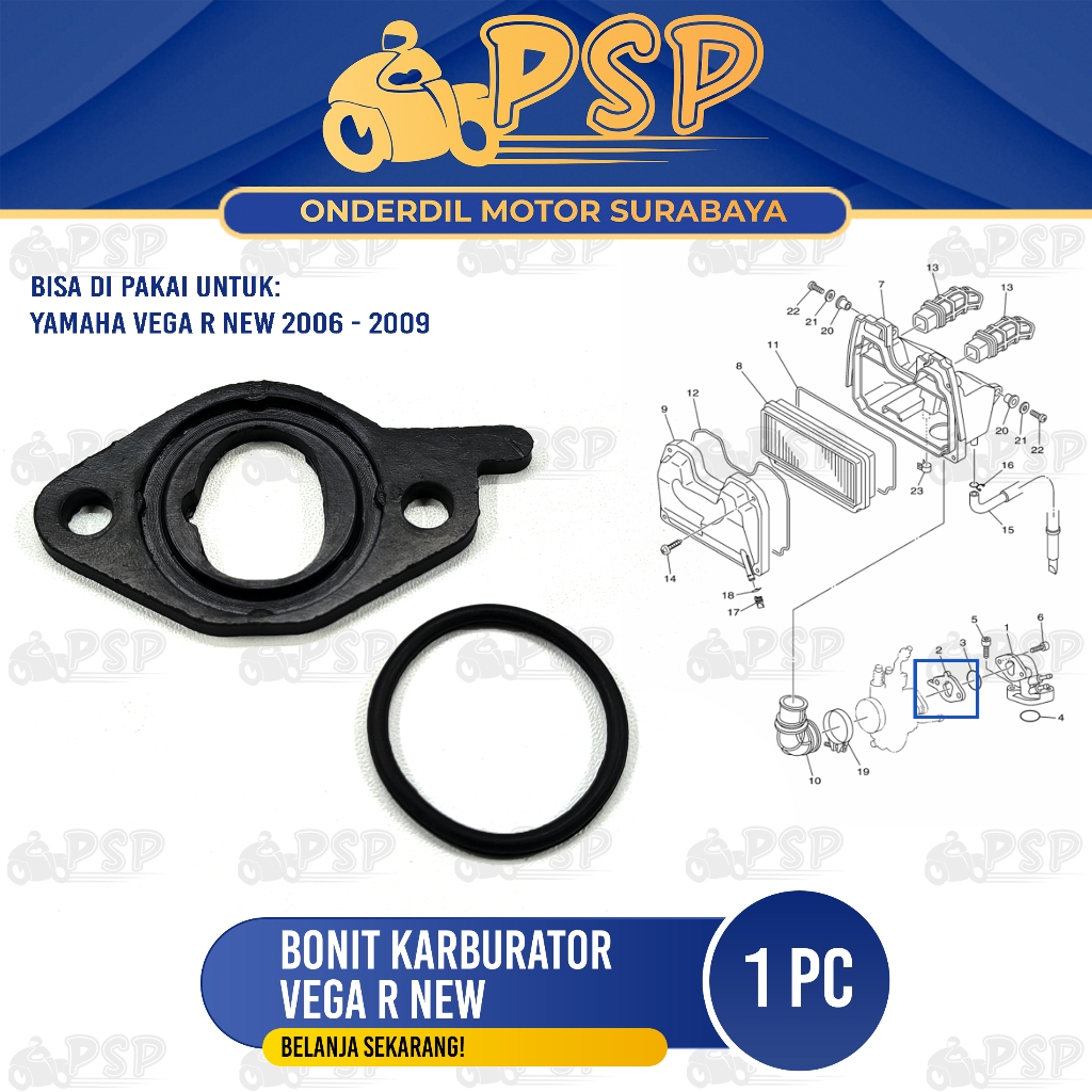 Jual Bonit Karburator Vega R New + O Ring - Ebonit Manipol Manifold Fiber Insulator Karbu Yamaha ...